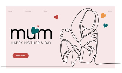 Happy mother day handwritten lettering continuous Vector Image