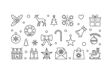Set of christmas line art icons Royalty Free Vector Image
