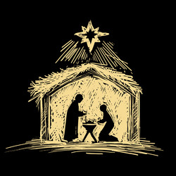 Nativity scene joseph and mary Royalty Free Vector Image