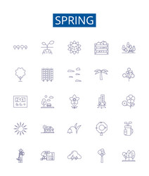 Spring line icons signs set design collection Vector Image