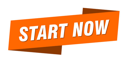 Start now sticker start now label Royalty Free Vector Image