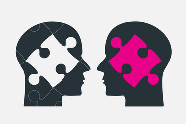 Multi color puzzle piece head - jigsaw Royalty Free Vector