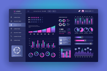 Infographic template dashboard ui interface Vector Image
