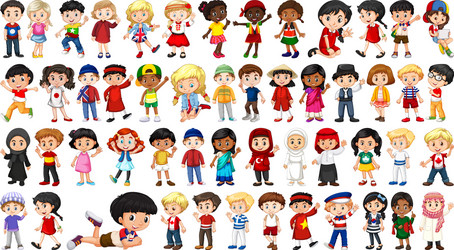 Multicultural School Children Clip Art