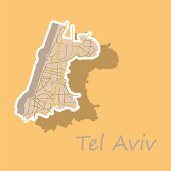 Tel aviv sticker map artprint landmass water Vector Image