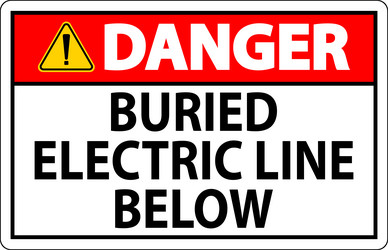 Danger sign buried electric line below on white Vector Image