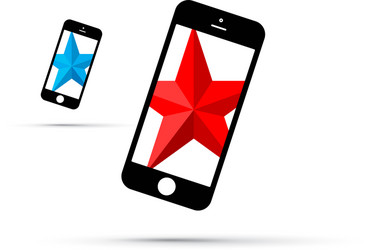 Mobile cell phone with a red star background Vector Image
