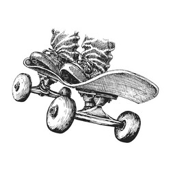 Legs on skateboard hand drawn sketch Royalty Free Vector