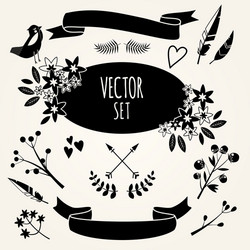 Hand drawn set vintage style design elements Vector Image