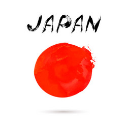 Japan flag painted with ink red sun Royalty Free Vector