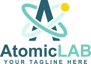 Atomic logo design electron particles Royalty Free Vector