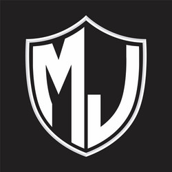 Mj logo monogram with shield shape isolated blue Vector Image