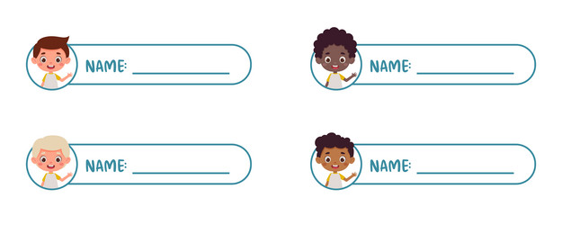Sticky labels set for children name cute kid boy Vector Image