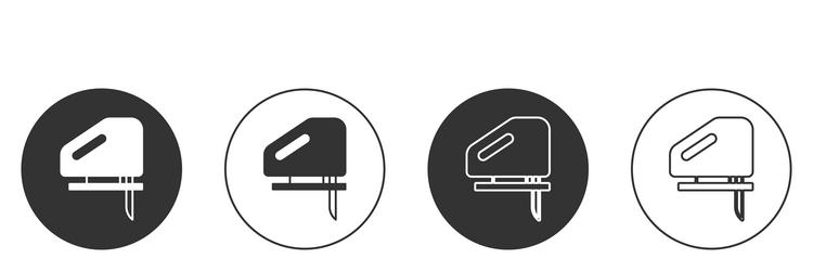 Black electric jigsaw with steel sharp blade icon Vector Image