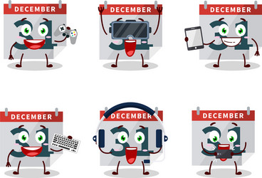 1st december calendar cartoon character Royalty Free Vector