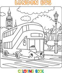 Funny london transport set coloring book for kids Vector Image