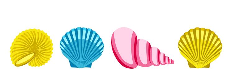 Seashell sea shell clam blue and yellow isolated Vector Image