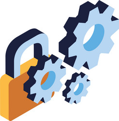 Security padlock with gearwheel on white Vector Image