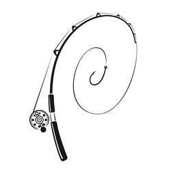 Hand drawn curved fishing rod Royalty Free Vector Image