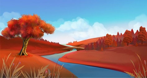 Forest nature landscape 3d background Royalty Free Vector