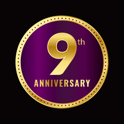 Nine years anniversary gold and black Royalty Free Vector