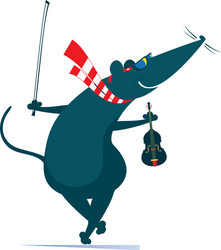 Cartoon rat or mouse plays violin Royalty Free Vector Image