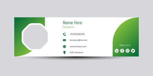 Creative green email signature template editable Vector Image
