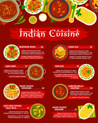 North Indian Food Menu Card