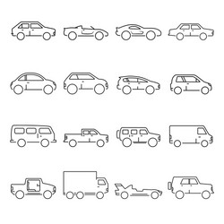 Abc car black and white outline english alphabet Vector Image