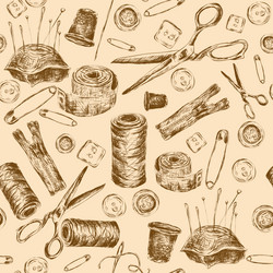 Sewing and needlework seamless pattern Royalty Free Vector