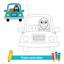 Trace and color for kids car Royalty Free Vector Image