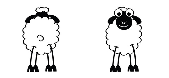 Cartoon comic cute sheep stickman icon Royalty Free Vector