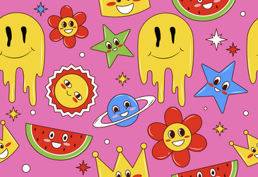 Cute hippie seamless pattern Royalty Free Vector Image