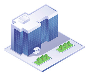 View of office building isometric Royalty Free Vector Image