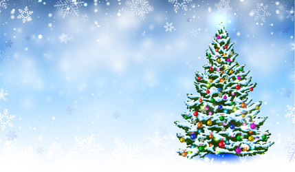 Winter background with birch trees and snowflakes Vector Image