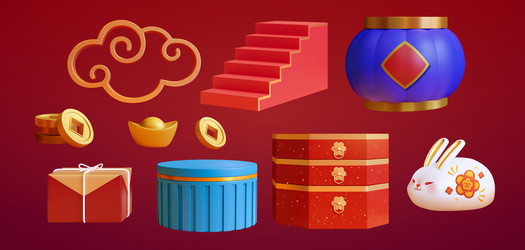 2023 cny elements set Royalty Free Vector Image