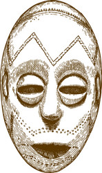 African mask of savages sketch engraving Vector Image