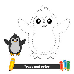 Trace and color for kids baby penguin Royalty Free Vector