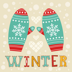 Winter mittens colorful set Royalty Free Vector Image