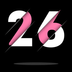 26 2 6 number logo design with a creative cut Vector Image