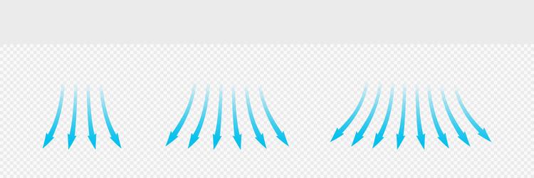 Air flow set of blue arrows showing direction Vector Image