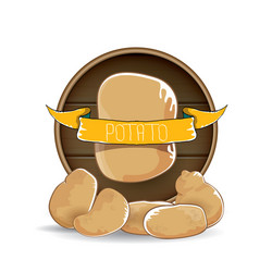 Sweet brown potato label with pile Royalty Free Vector Image