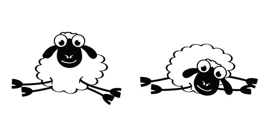Cartoon comic cute sheep stickman icon Royalty Free Vector