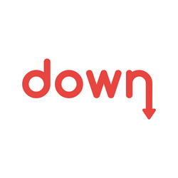 Icon concept of down word with arrow moving down Vector Image