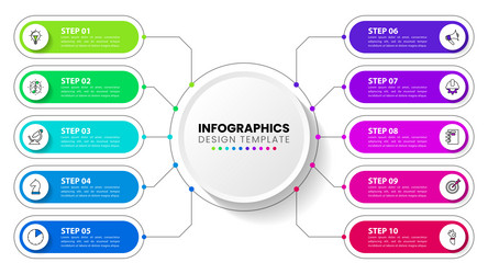 Infographic template isometric line with 10 steps Vector Image