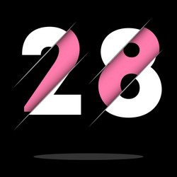 28 2 8 number logo design with a creative cut Vector Image