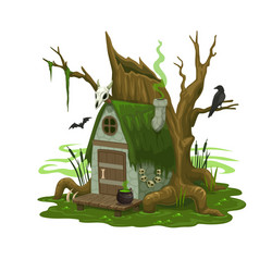 House on swamp hut near pond landscape Royalty Free Vector