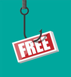 Fishing hook with sign with text free Royalty Free Vector