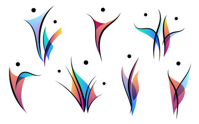 Set human body dance logos people shapes Vector Image