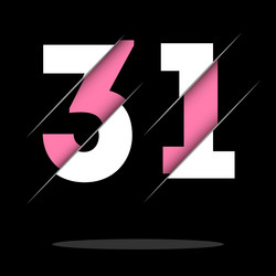 31 3 1 number logo design with a creative cut Vector Image
